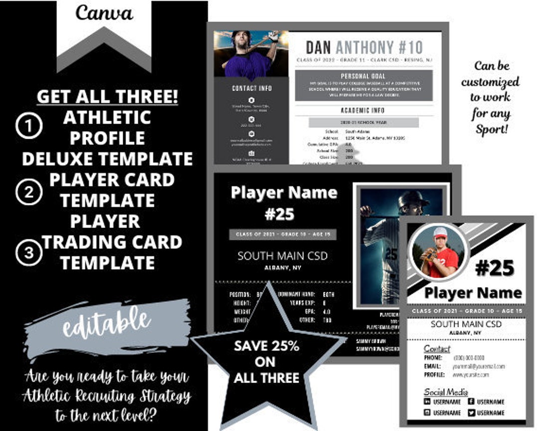 The 3 Pack - Editable Athletic Profile Templates | College Sports ...