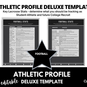 Football - Athletic Profile Deluxe Template - Black | Editable Athletic ...