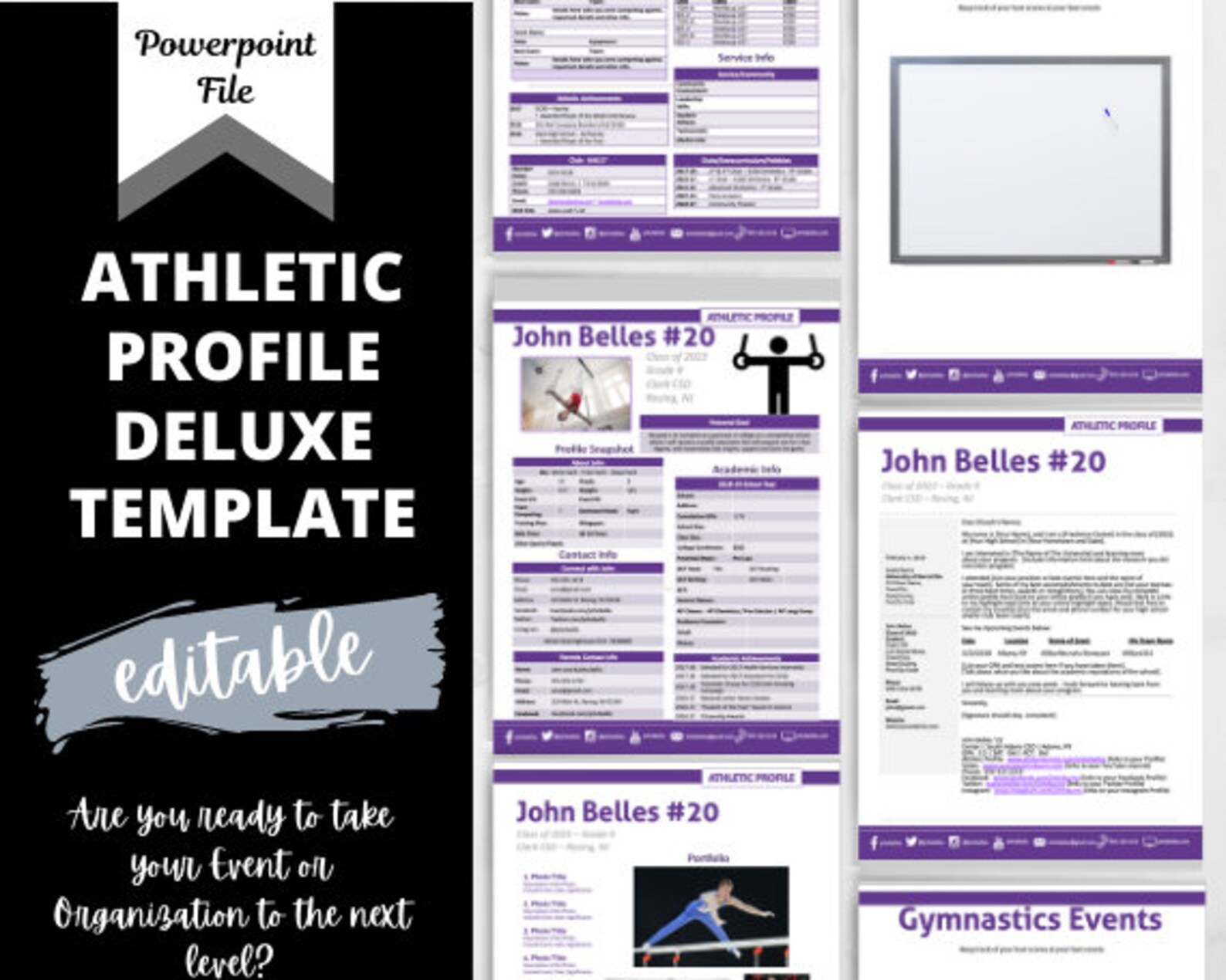 Gymnastics - Athletic Profile Deluxe Template (powerpoint File) - Etsy