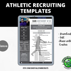 Baseball - Athletic Profile Deluxe Template - Black | Editable Athletic ...