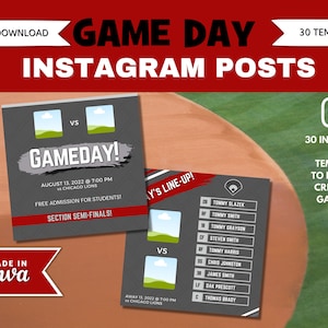 Game Day Team Instagram Post Templates - Etsy