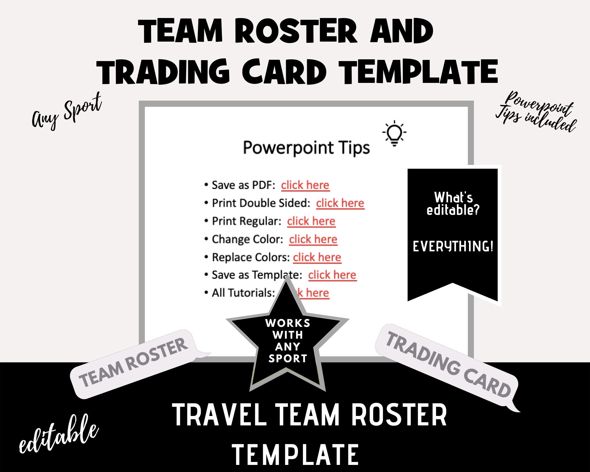 Travel Team Roster Template - Black & Grey - 20 Players per Page ...