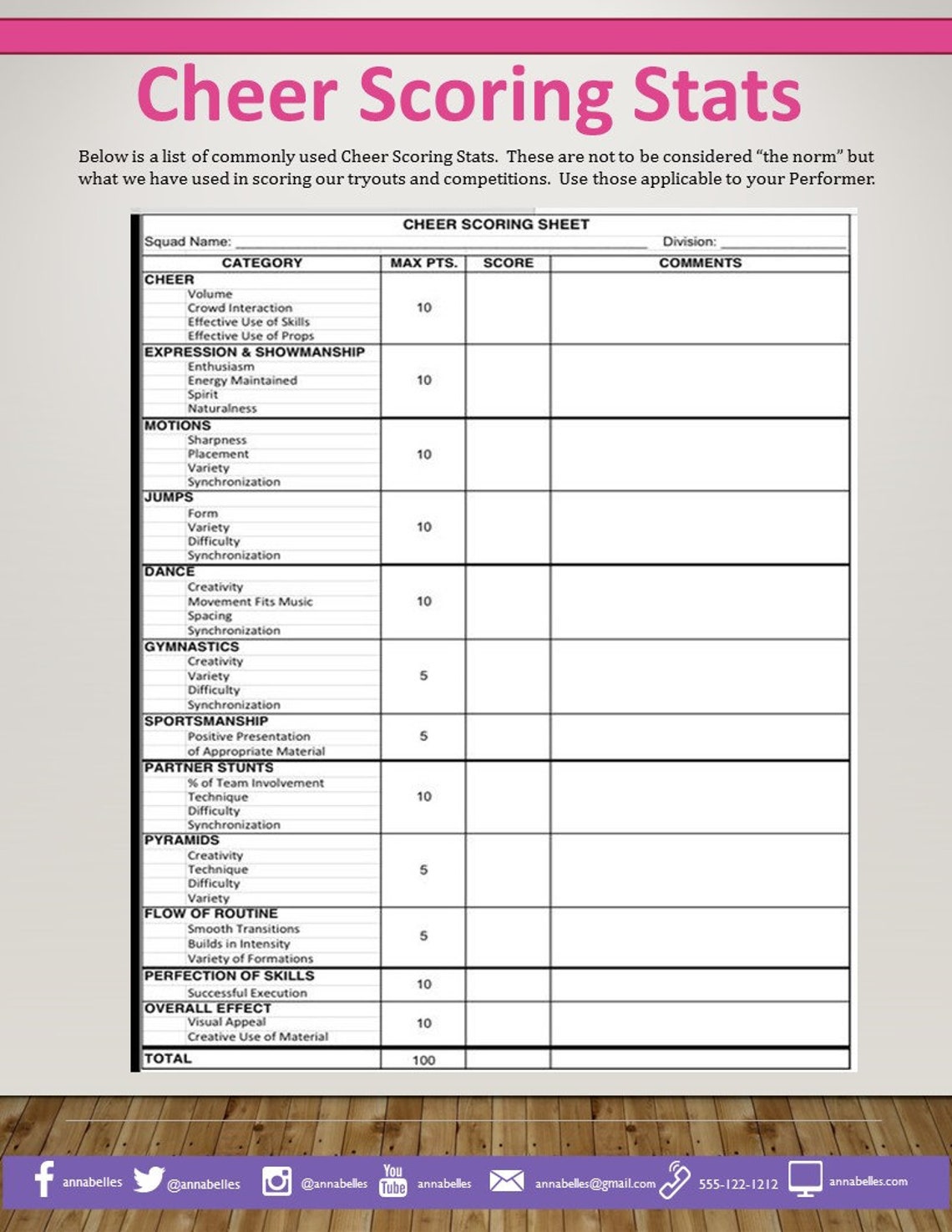 Cheer Profile Deluxe Template - Etsy