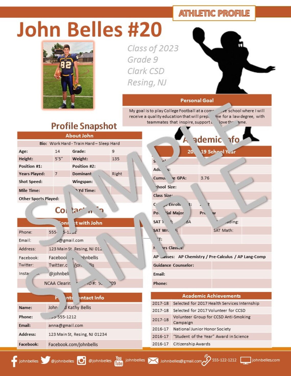 Done for You Customized Athletic Profile - Etsy