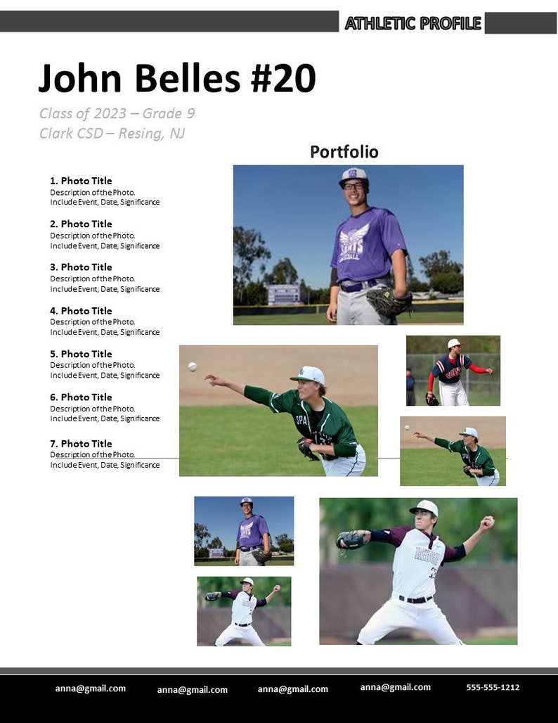 Baseball - Athletic Profile Deluxe Template - Black - Etsy