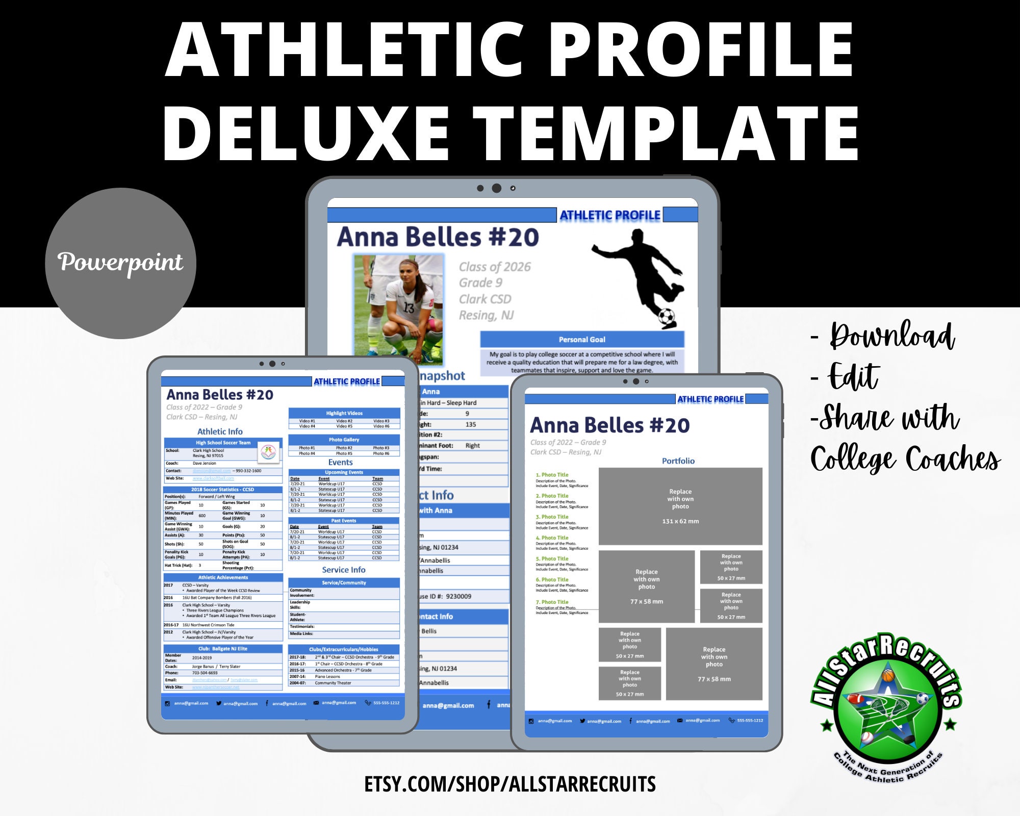 Soccer - Athletic Profile Deluxe Template | the Blues | Powerpoint ...