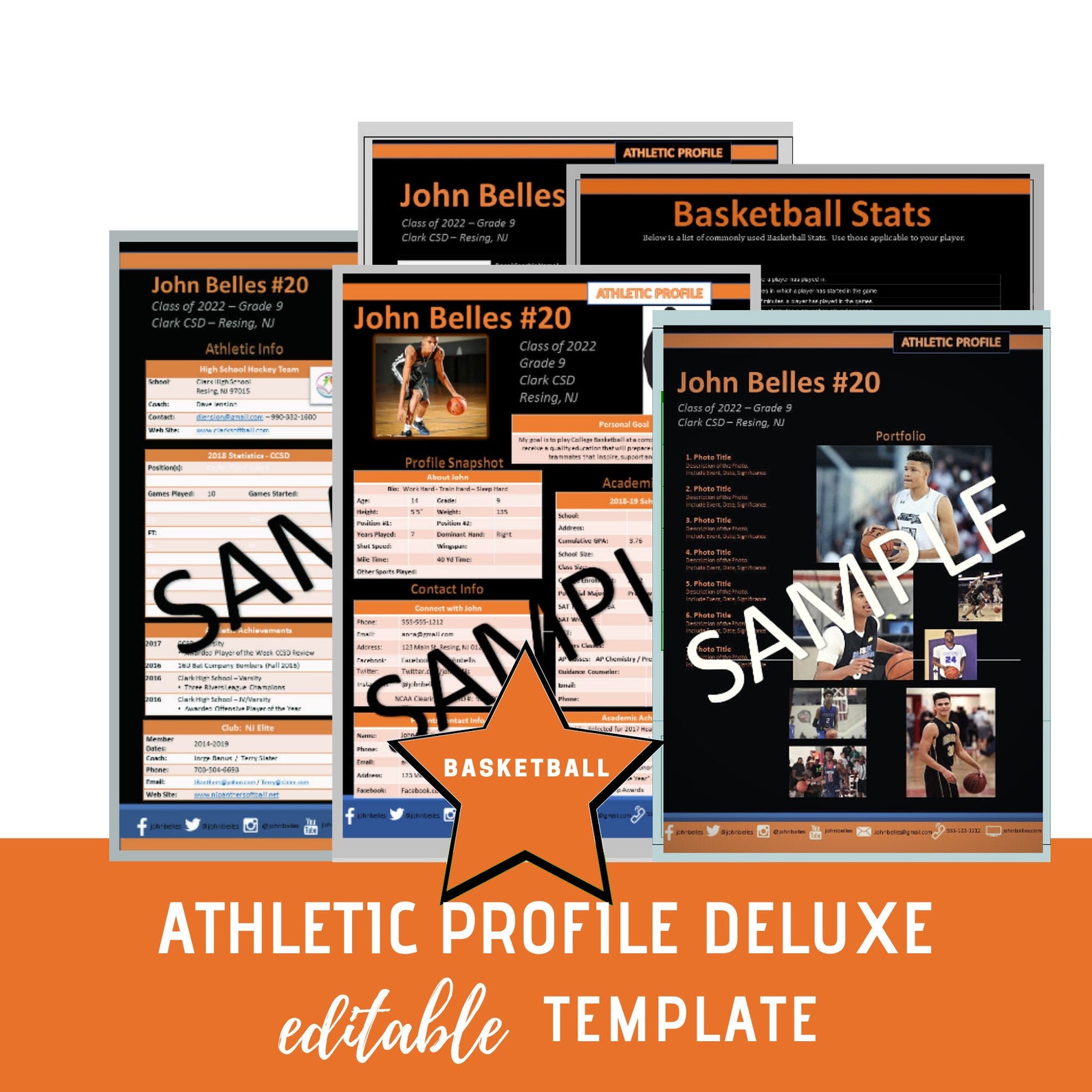 Basketball - Athletic Profile Deluxe Template Dark Style | Powerpoint ...