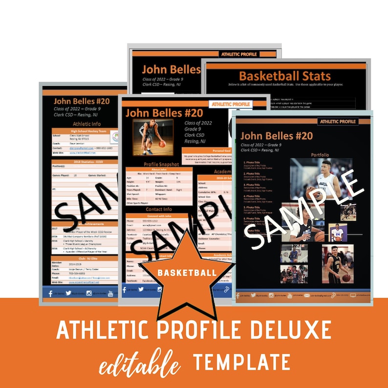Basketball - Athletic Profile Deluxe Template Dark Style | Powerpoint ...