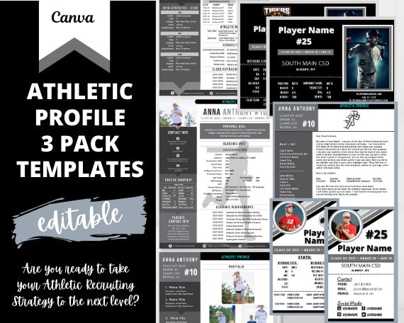 The 3 Pack - Editable Athletic Profile Templates | College Sports ...
