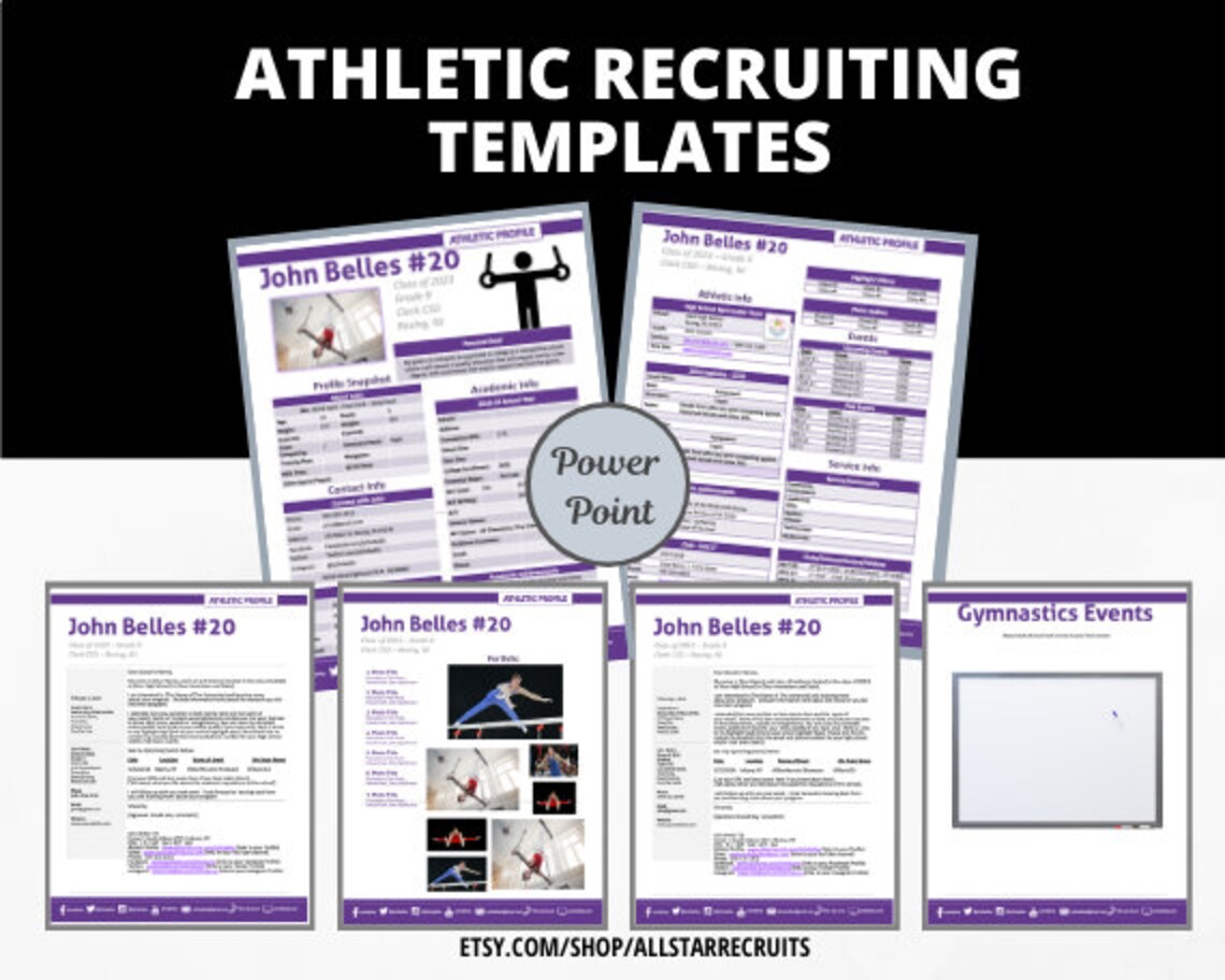 Gymnastics - Athletic Profile Deluxe Template (powerpoint File) - Etsy