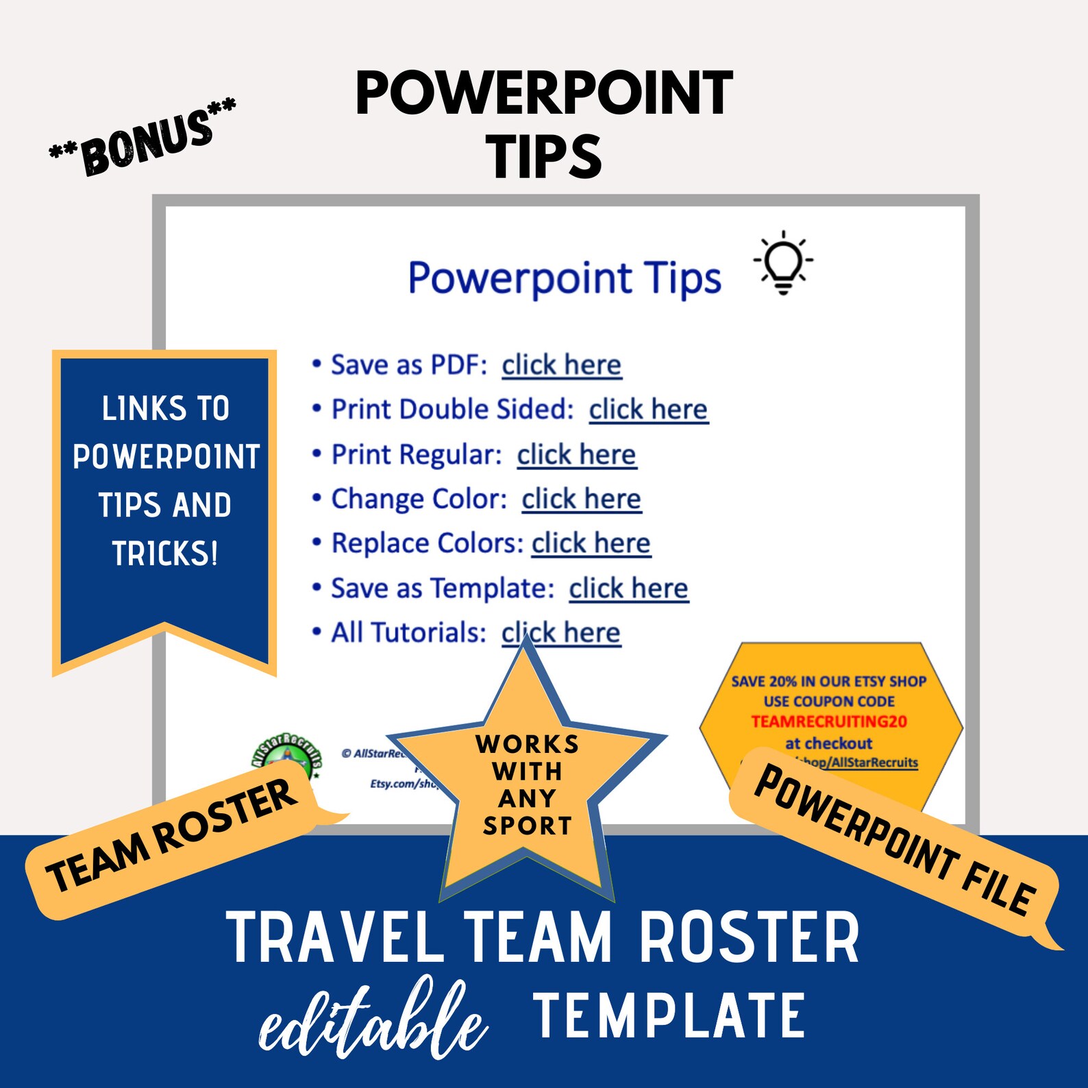 Blue & Gold Team Roster Template - 3 Pack - 18, 24 and 25 Players - Etsy