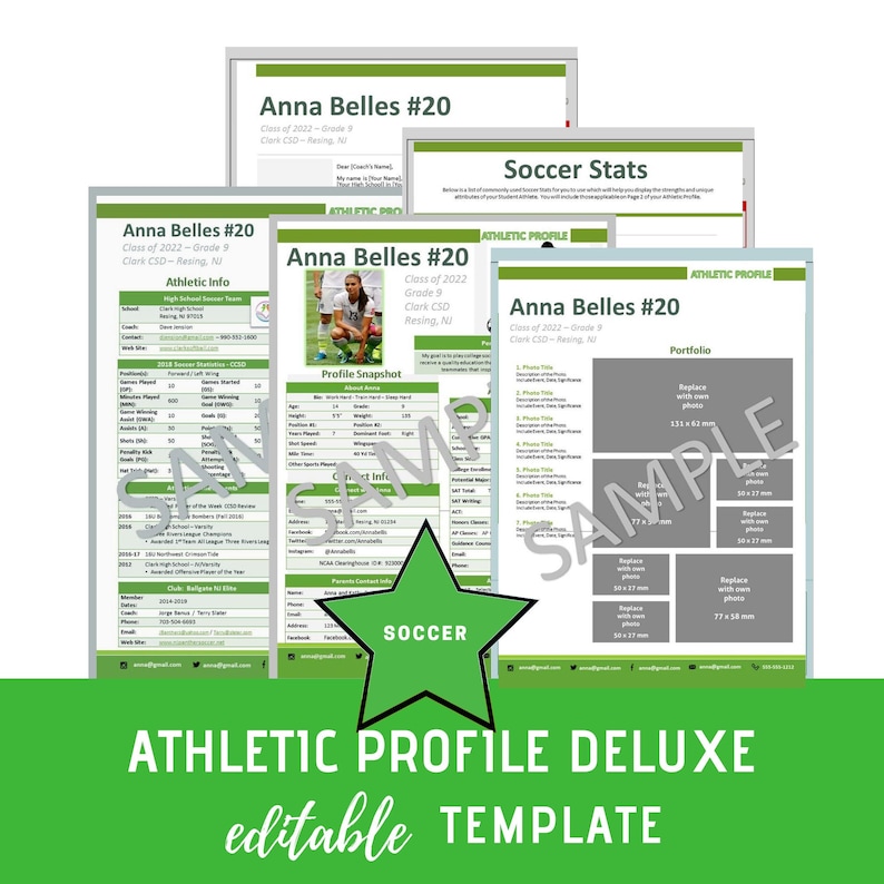 Soccer - Athletic Profile Deluxe Template - Etsy