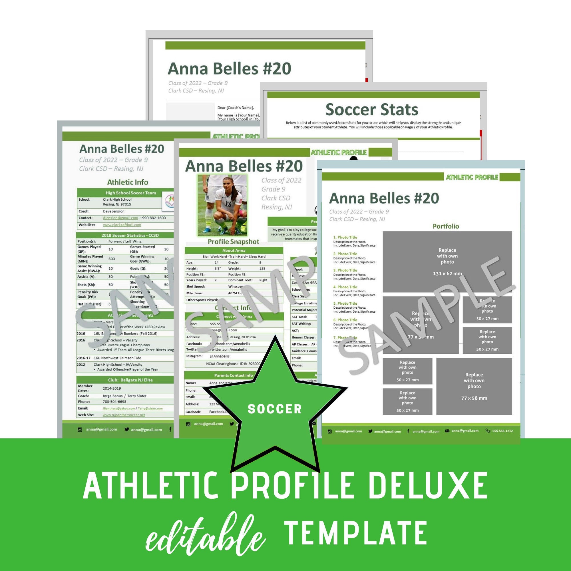 Soccer - Athletic Profile Deluxe Template - Etsy Australia