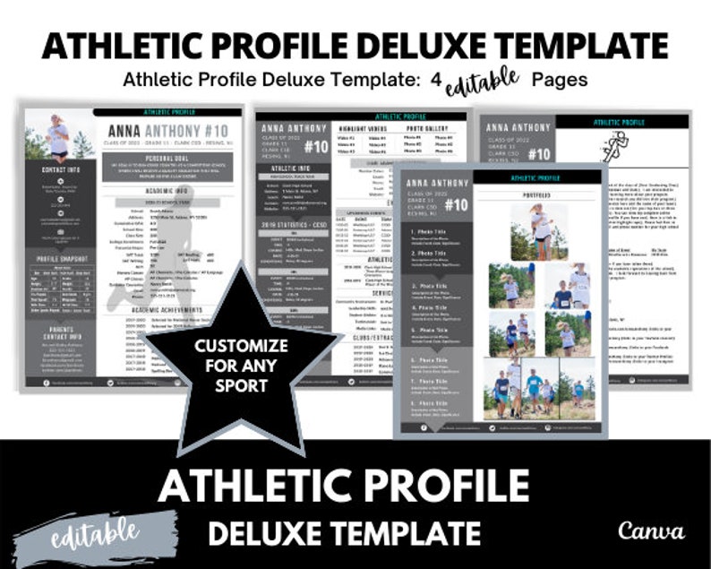 The 3 Pack - Editable Athletic Profile Templates | College Sports ...