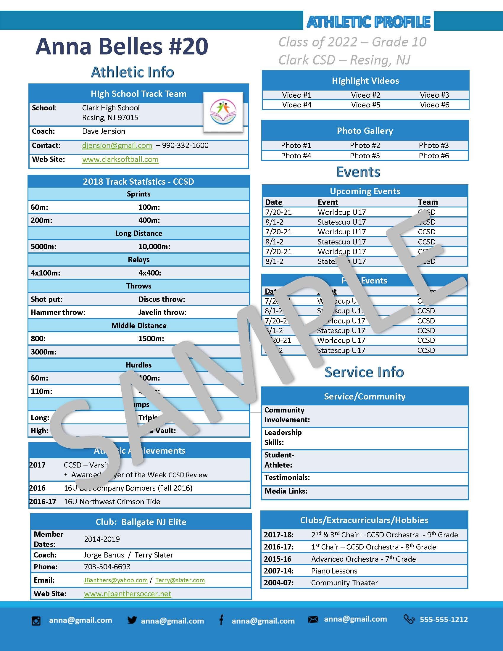 Track and Field - Athletic Profile Deluxe Template - Etsy