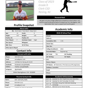 Baseball - Athletic Profile Deluxe Template - Black - Etsy
