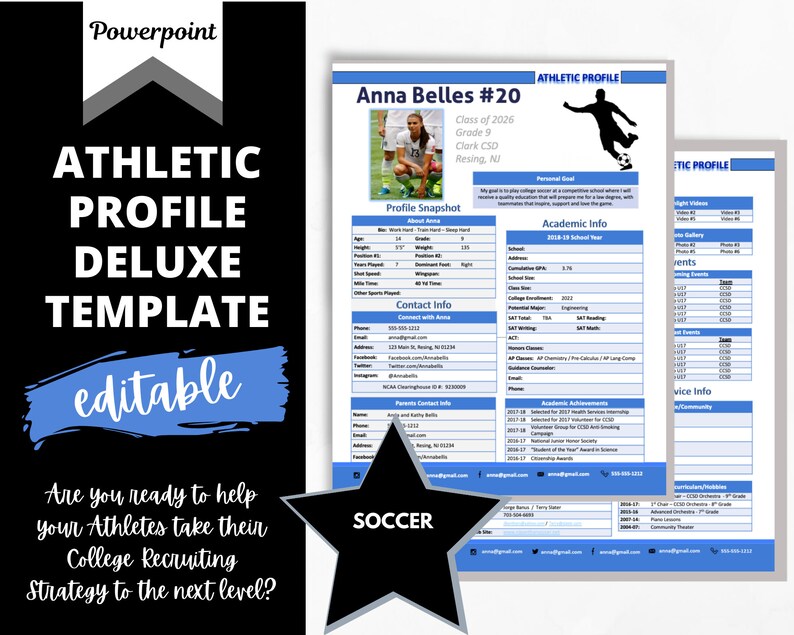 Soccer - Athletic Profile Deluxe Template | the Blues | Powerpoint ...