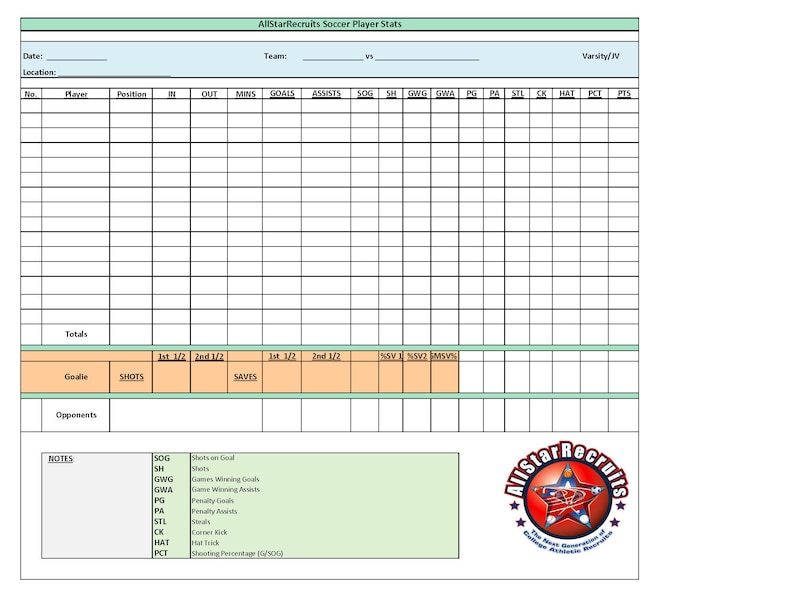 Soccer - Athletic Profile Deluxe Template - Etsy