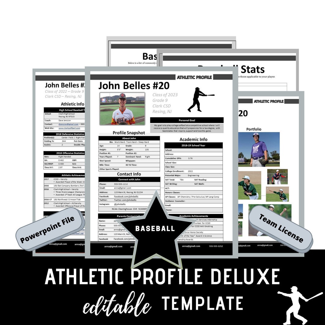 Baseball Athletic Profile Deluxe Template Black TEAM LICENSE - Etsy
