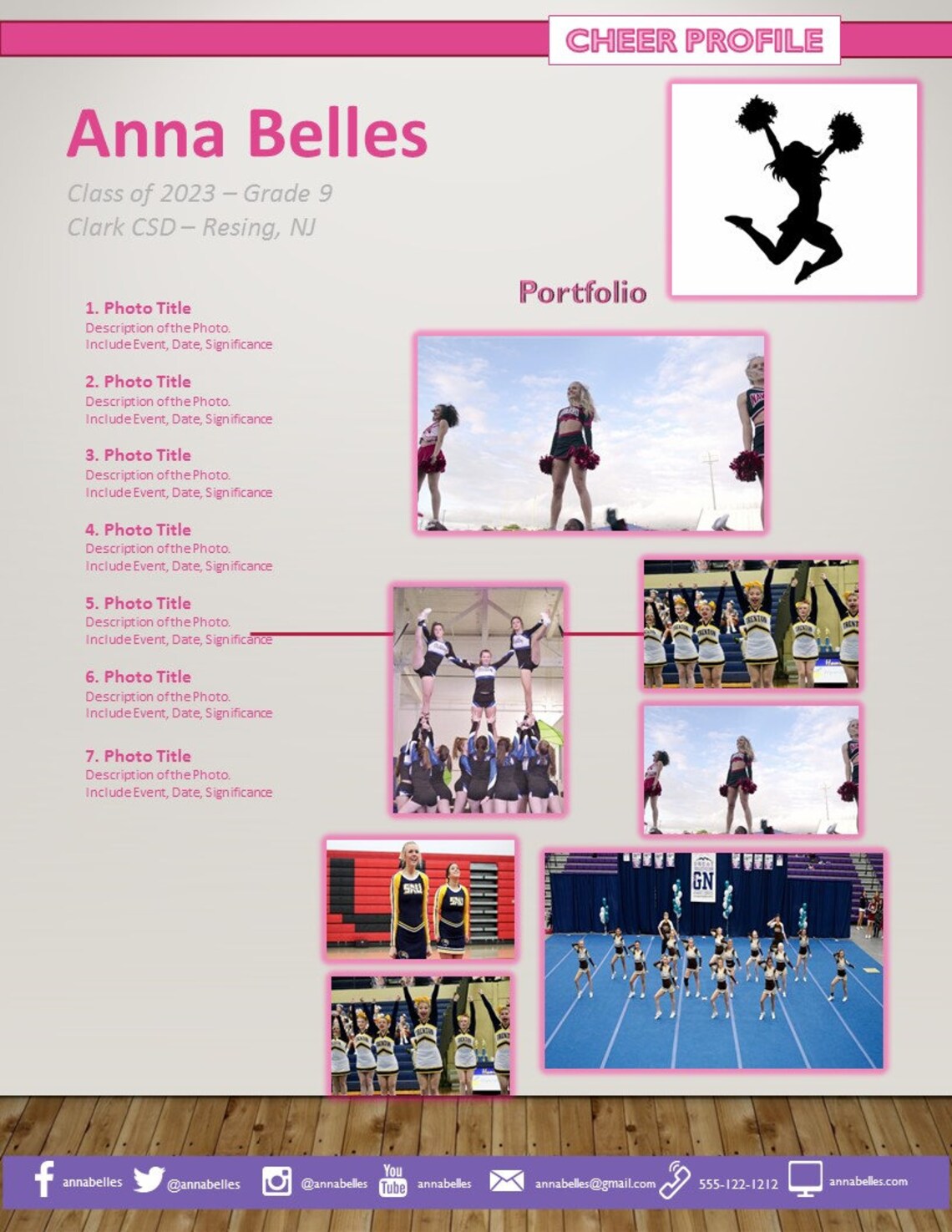 Cheer Profile Deluxe Template - Etsy