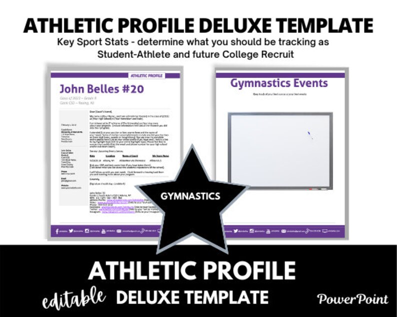 Gymnastics - Athletic Profile Deluxe Template (powerpoint File) - Etsy