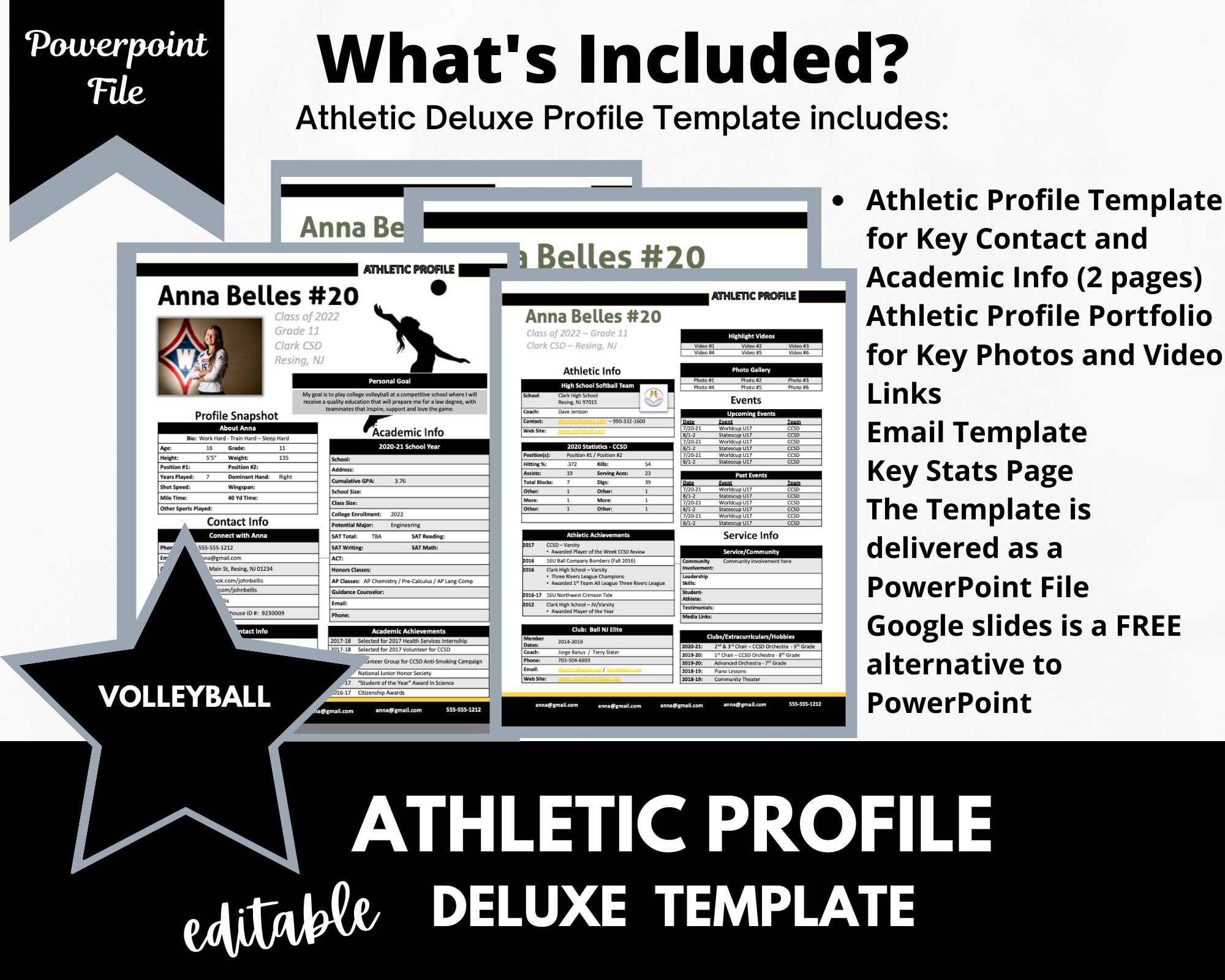 Volleyball | Athletic Profile Deluxe Template | Powerpoint Template ...