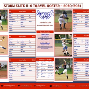 Travel Team Roster Template - Red White & Blue - Etsy