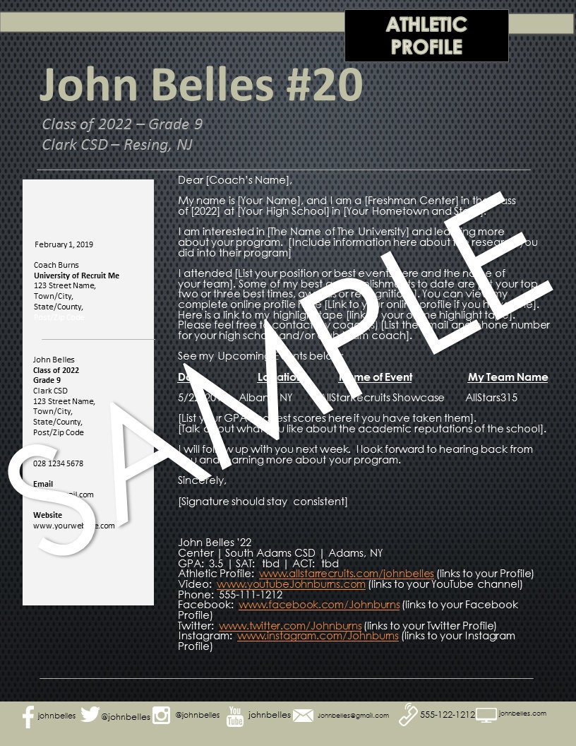 Football - Athletic Profile Deluxe Template Rugged Style - Etsy