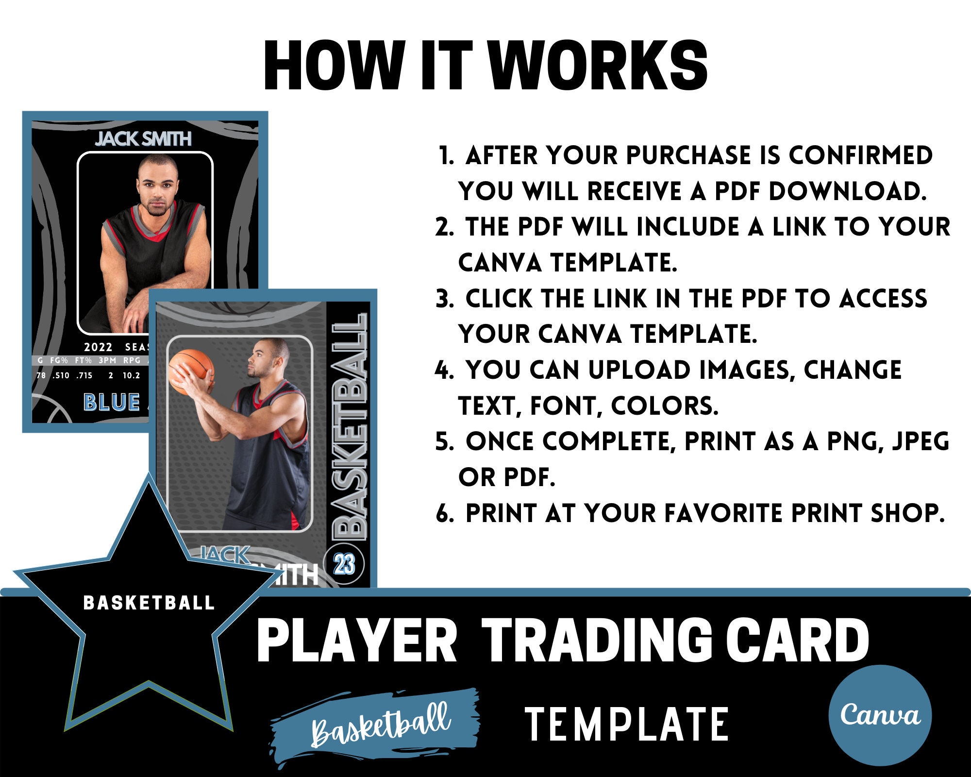 Basketball Trading Card Template - 3" X 4" Trading Card Template ...