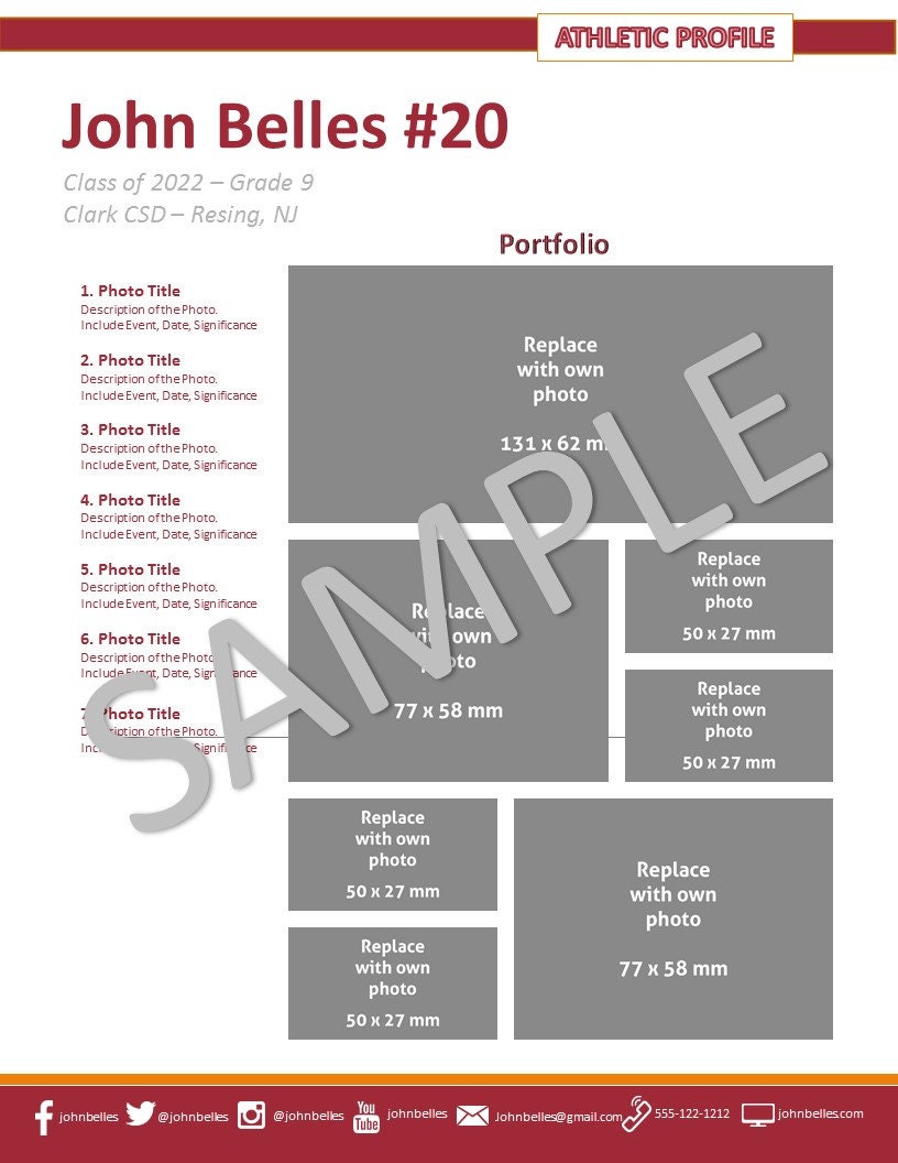 Basketball - Athletic Profile Deluxe Template - Etsy