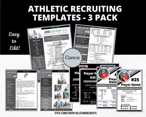 The 3 Pack - Editable Athletic Profile Templates | College Sports ...