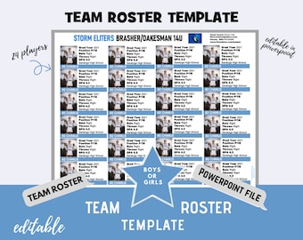 Travel Team Roster Template Blue 9 Players per Page - Etsy