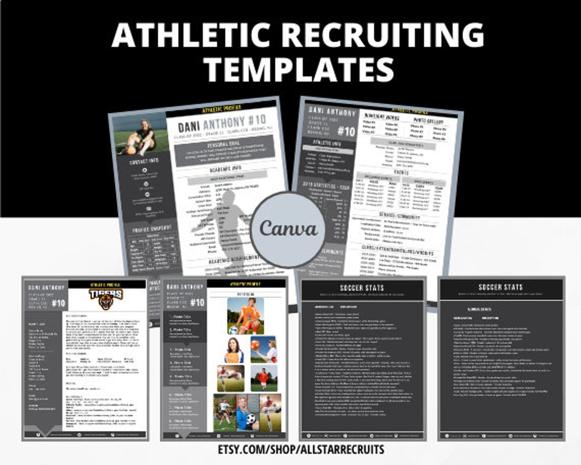 Soccer - Athletic Profile Deluxe Template - Black | Editable Athletic ...