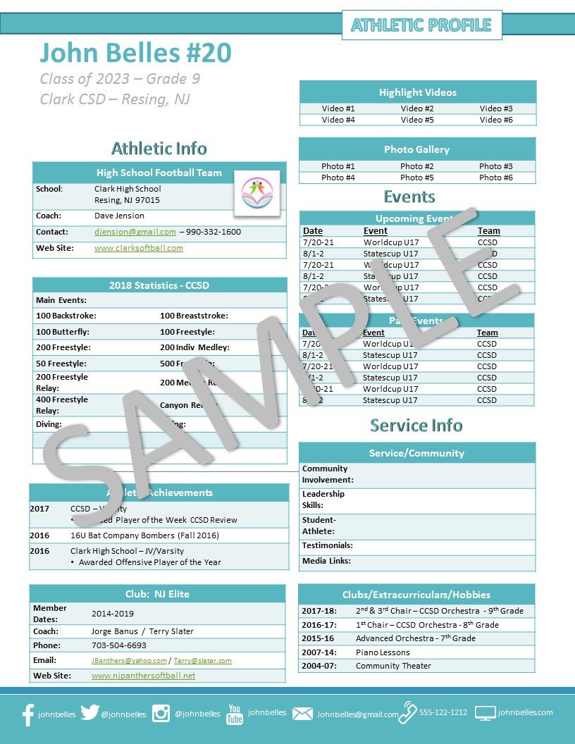 Swim and Dive - Athletic Profile Deluxe Template - Etsy