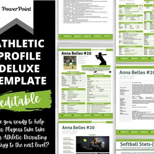 Softball - Athletic Profile Deluxe Template - GREEN - Etsy