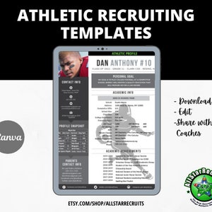 Football - Athletic Profile Deluxe Template - Black | Editable Athletic ...