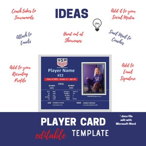 Player Card - Athletic Profile Player Card Template - Red White and ...