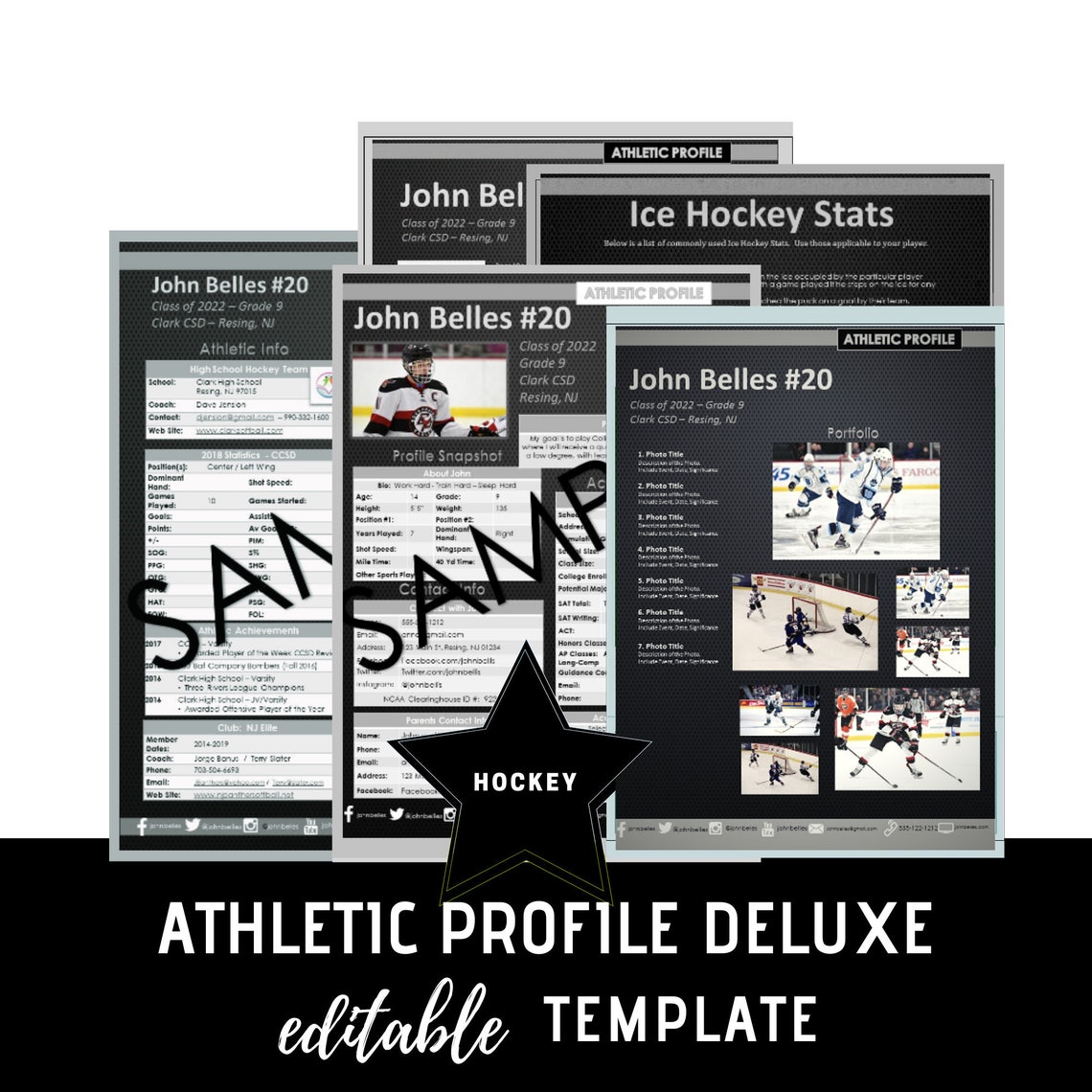 Hockey - Athletic Profile Deluxe Template - Rugged Style - Etsy