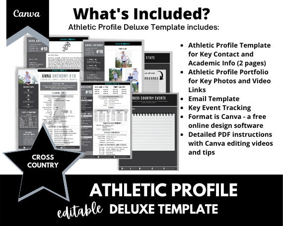 Cross Country - Athletic Profile Deluxe Template - Black | Editable ...