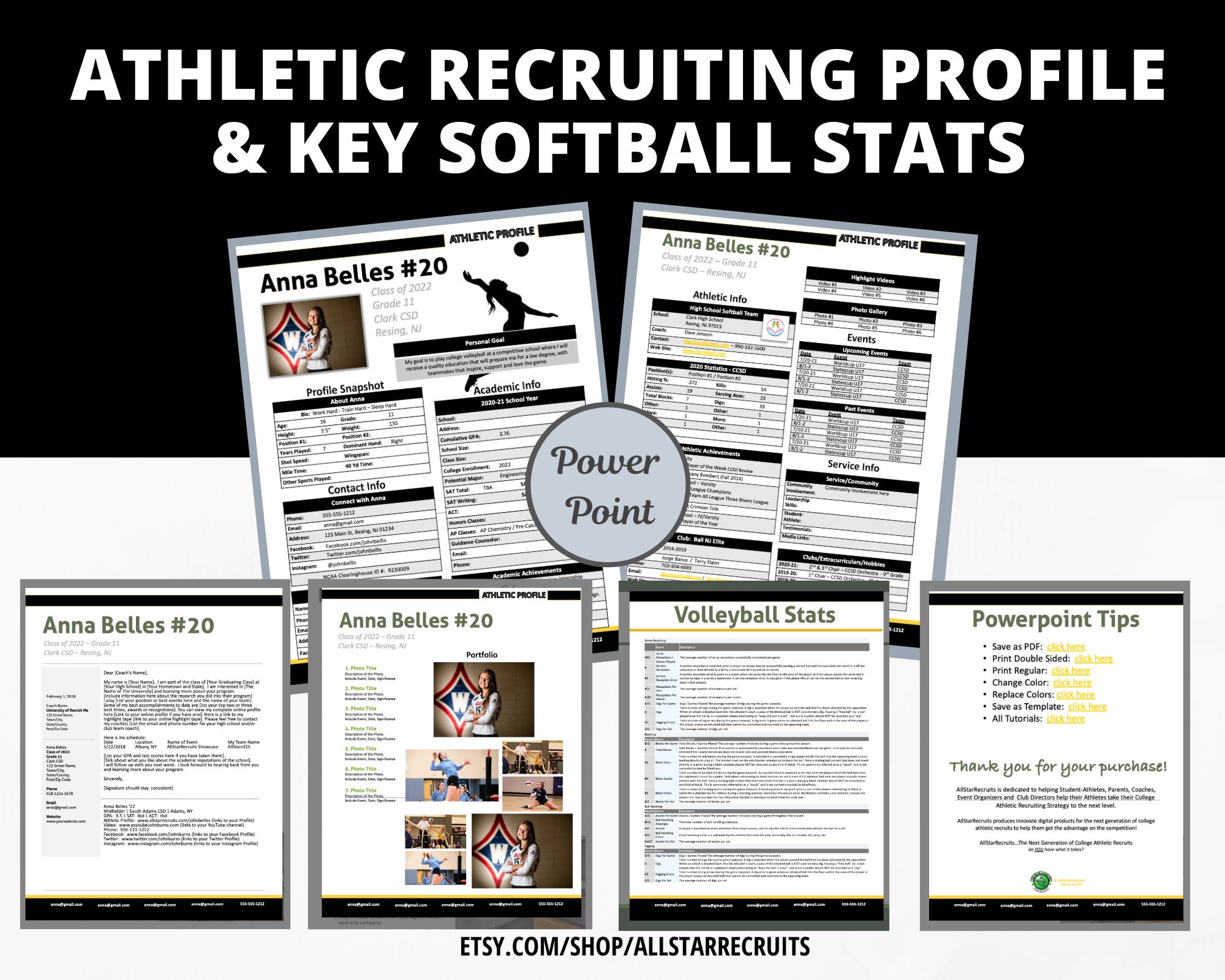 Volleyball | Athletic Profile Deluxe Template | Powerpoint Template ...