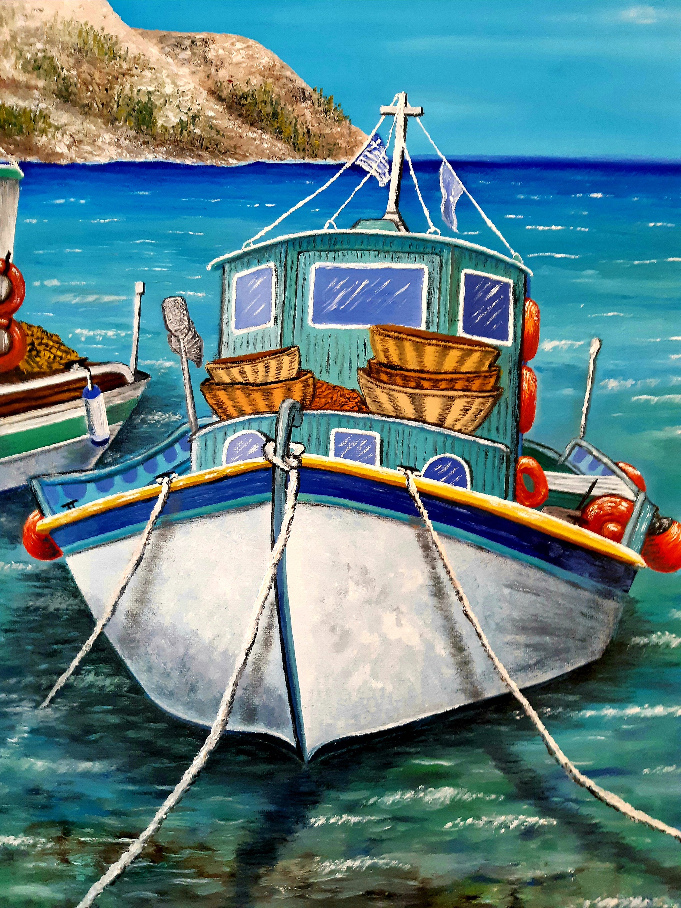Ladies in Waiting From My Art Greco Series, Depicting Greek Fishing ...