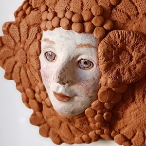 Flower Girl Original Handmade Ceramic White Mask Sculpture Portrait ...