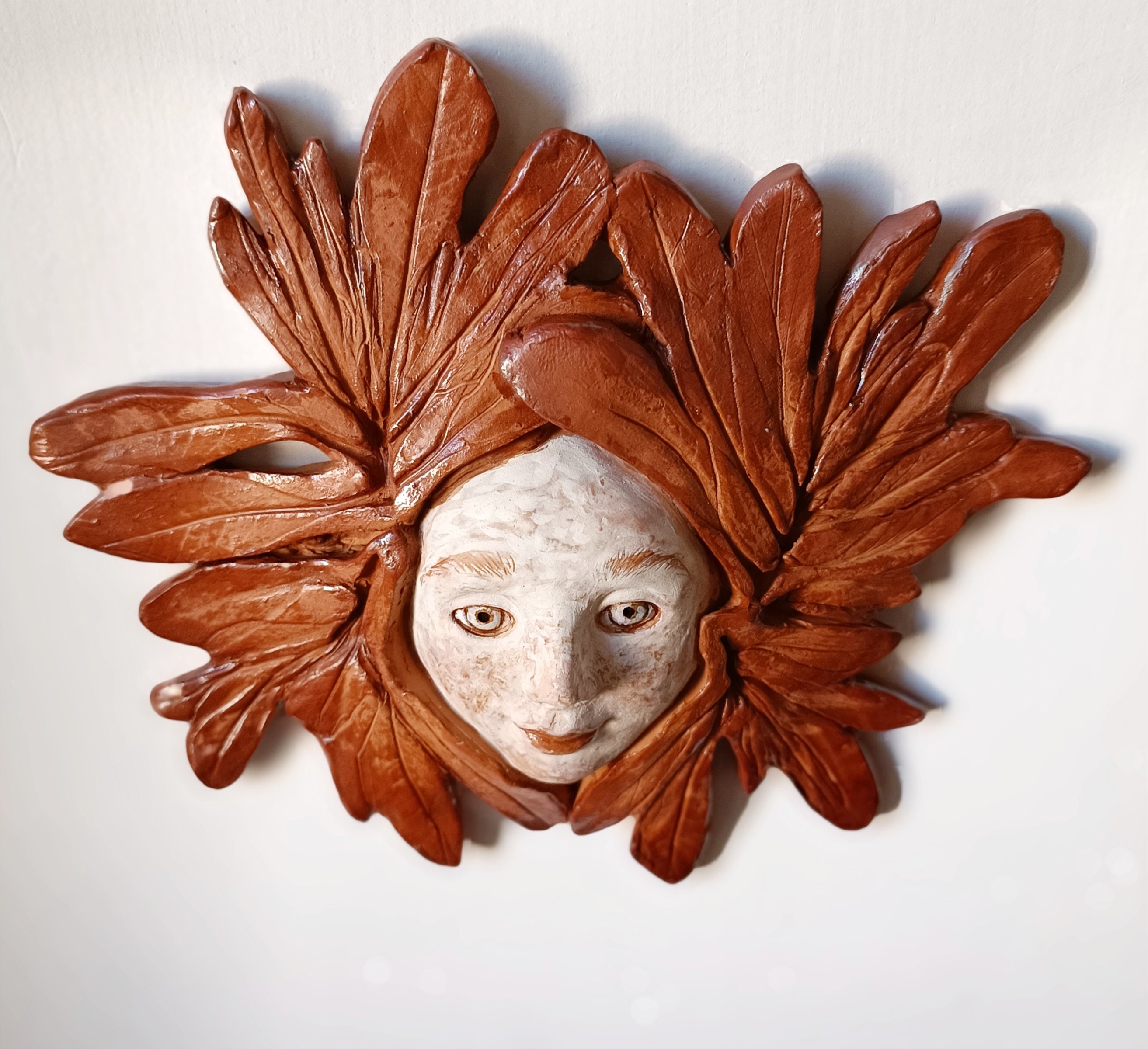 Original Handmade Ceramic White Red Clay Mask Portrait Face ...