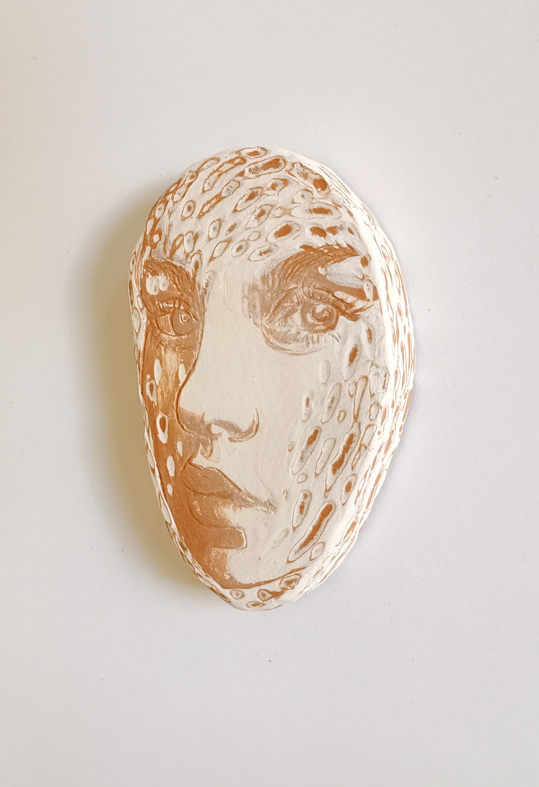 Original Handmade Ceramic White Red Clay Mask Portrait Face ...
