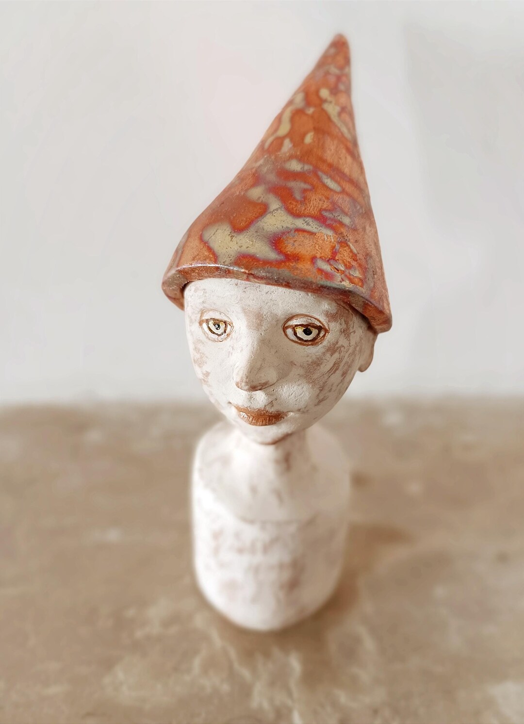 Boy With Colorful Rainbow Copper Hat Original Handmade Ceramic Art ...