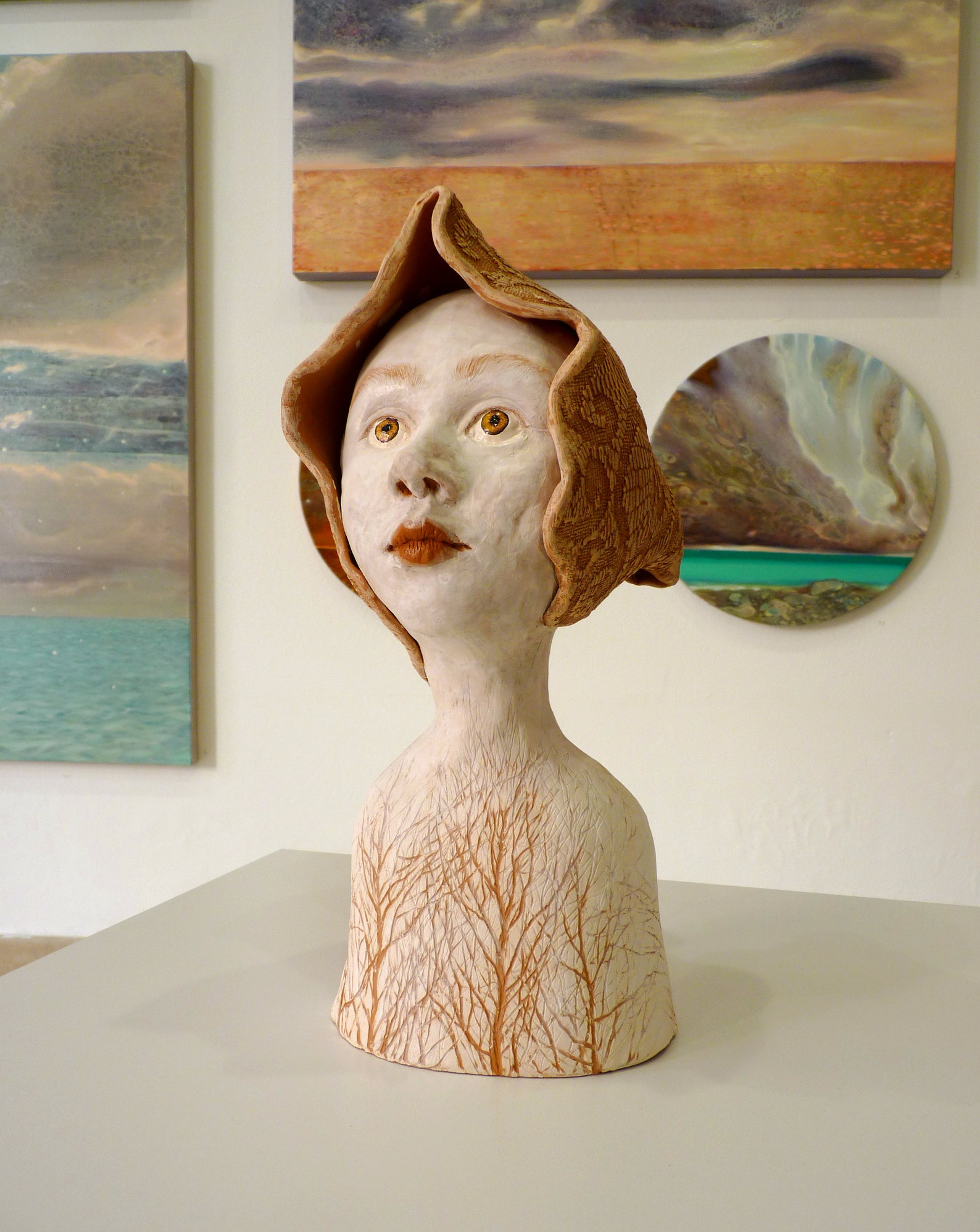 Original Handmade Ceramic Nature Forest Tree White Sculpture Portrait ...