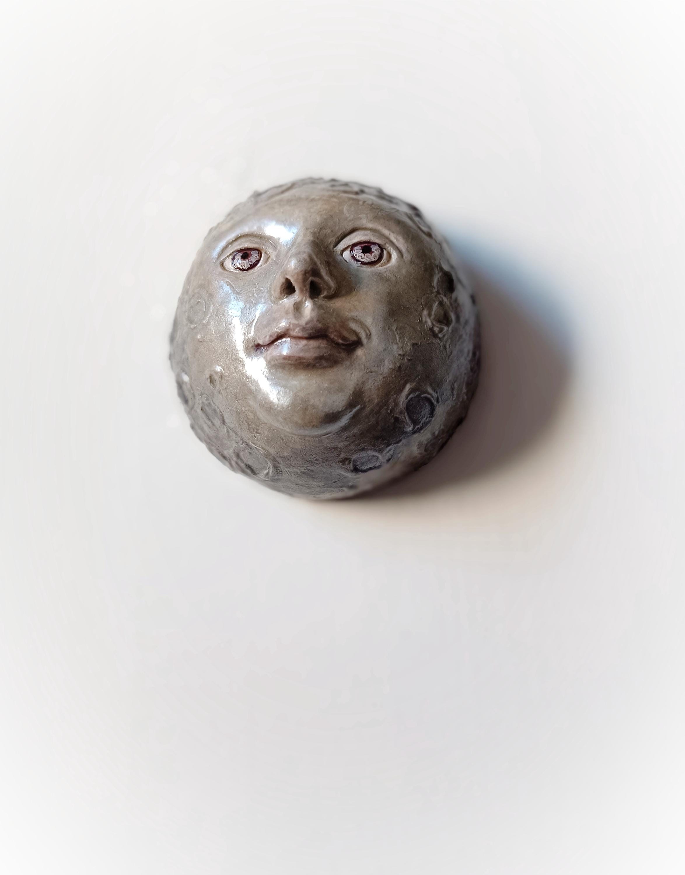 Fat Silver Moon Contemporary Wall Ar Mask Original Handmade Ceramic ...
