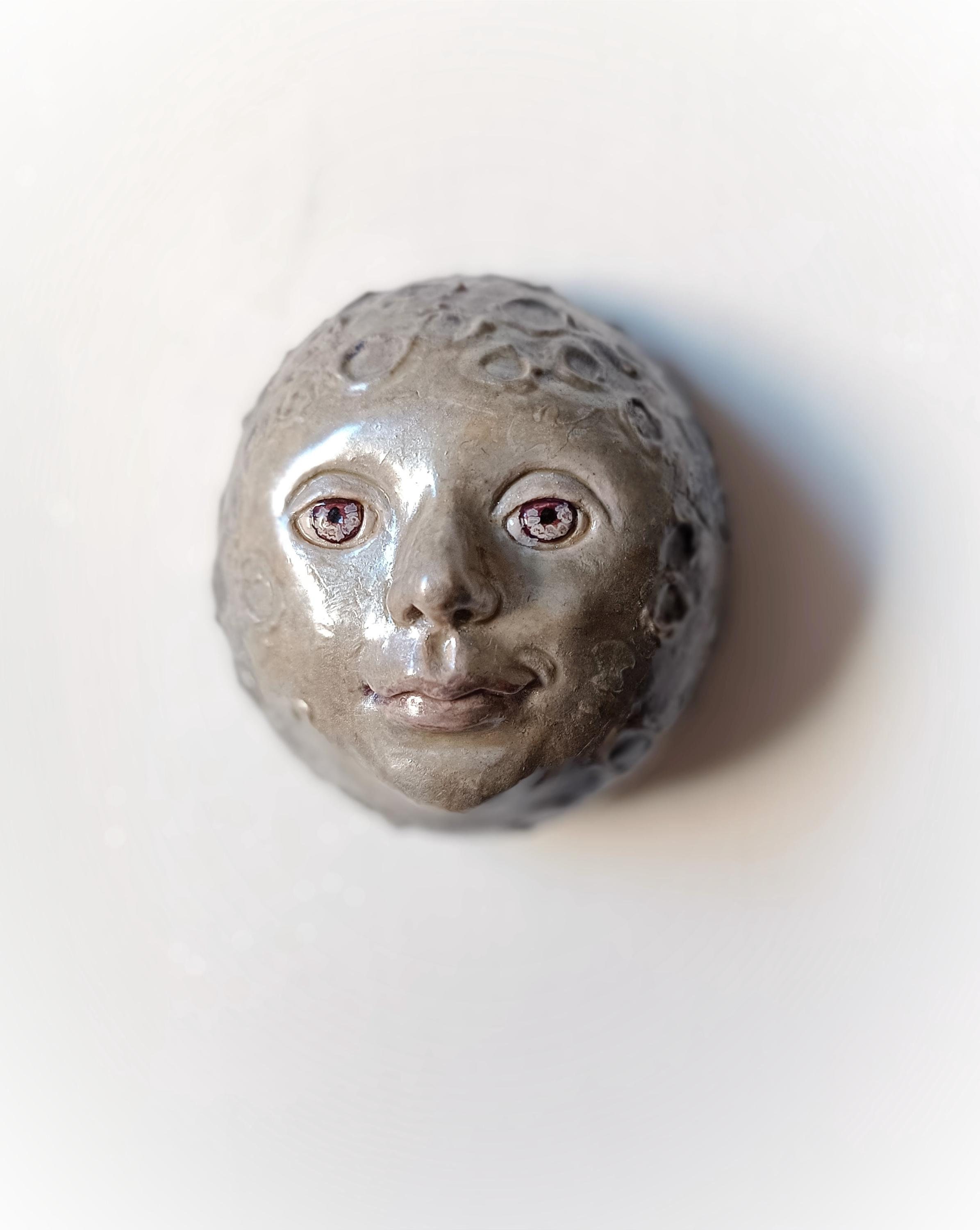 Fat Silver Moon Contemporary Wall Ar Mask Original Handmade Ceramic ...