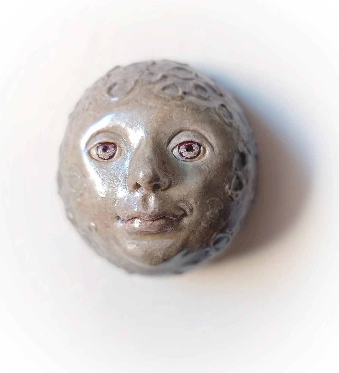 Fat Silver Moon Contemporary Wall Ar Mask Original Handmade Ceramic ...