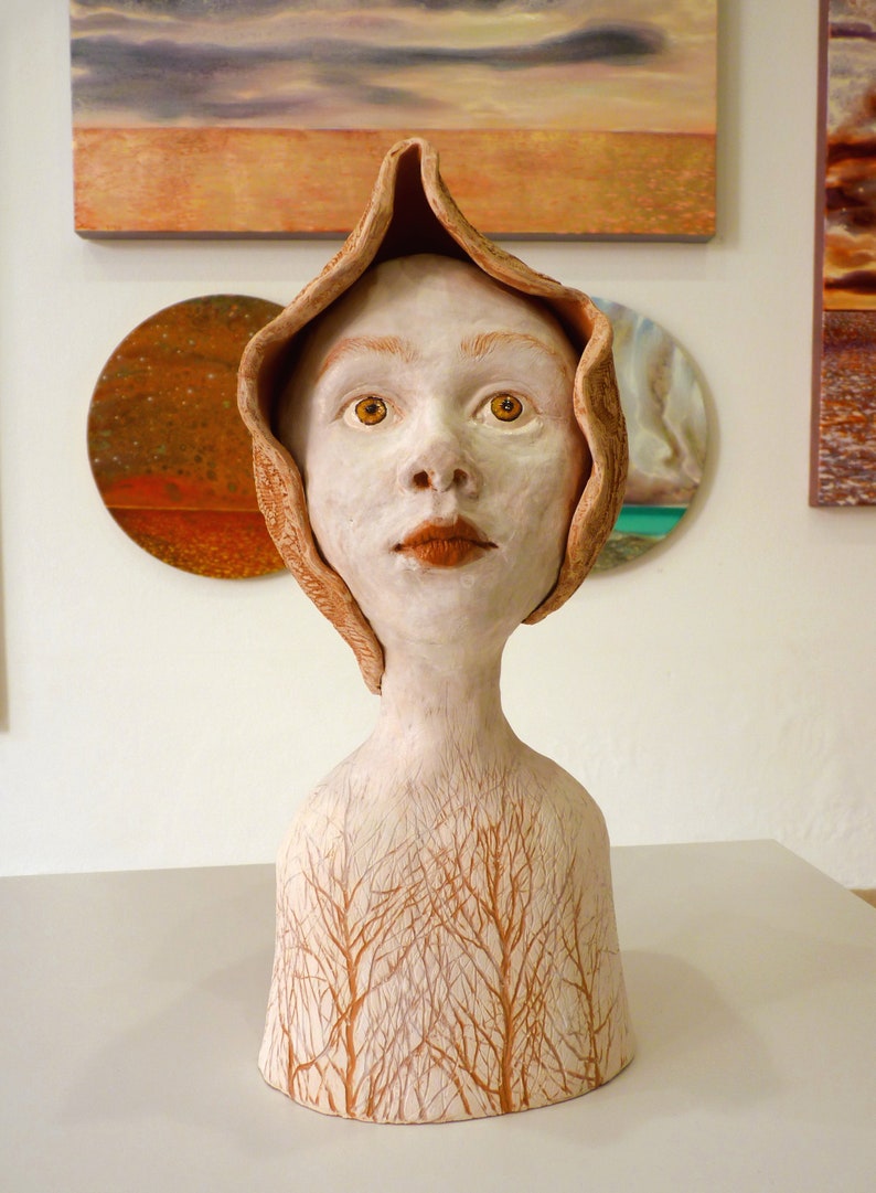 Original Handmade Ceramic Nature Forest Tree White Sculpture Portrait ...